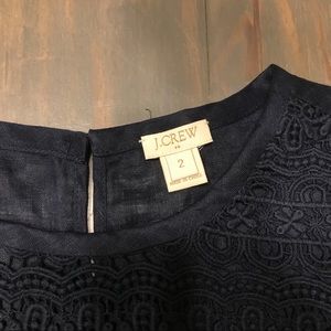 J. Crew | Tops | Jcrew Navy Linen Shirt With Crochet Top | Poshmark